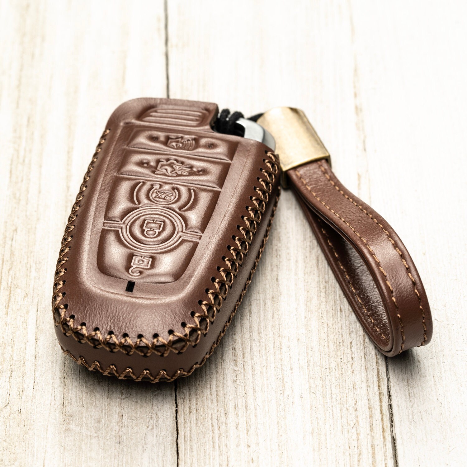 Leather Key Fob Case: 5-button, Fits Lincoln Aviator Corsair Nautilus ...