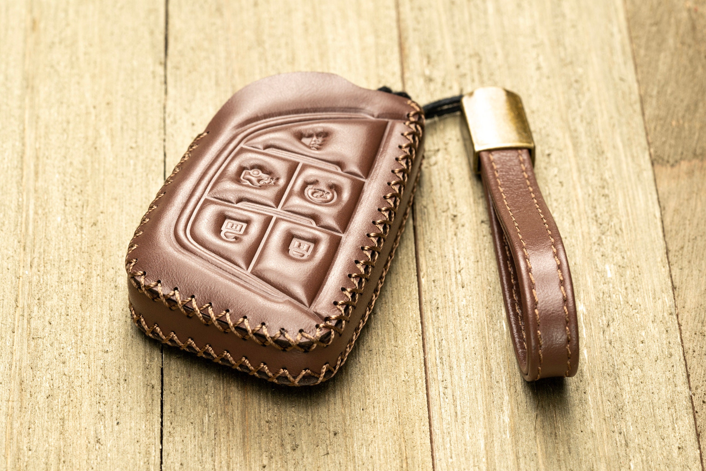 Vitodeco 5-button Genuine Leather Smart Key Fob Case Compatible for ...