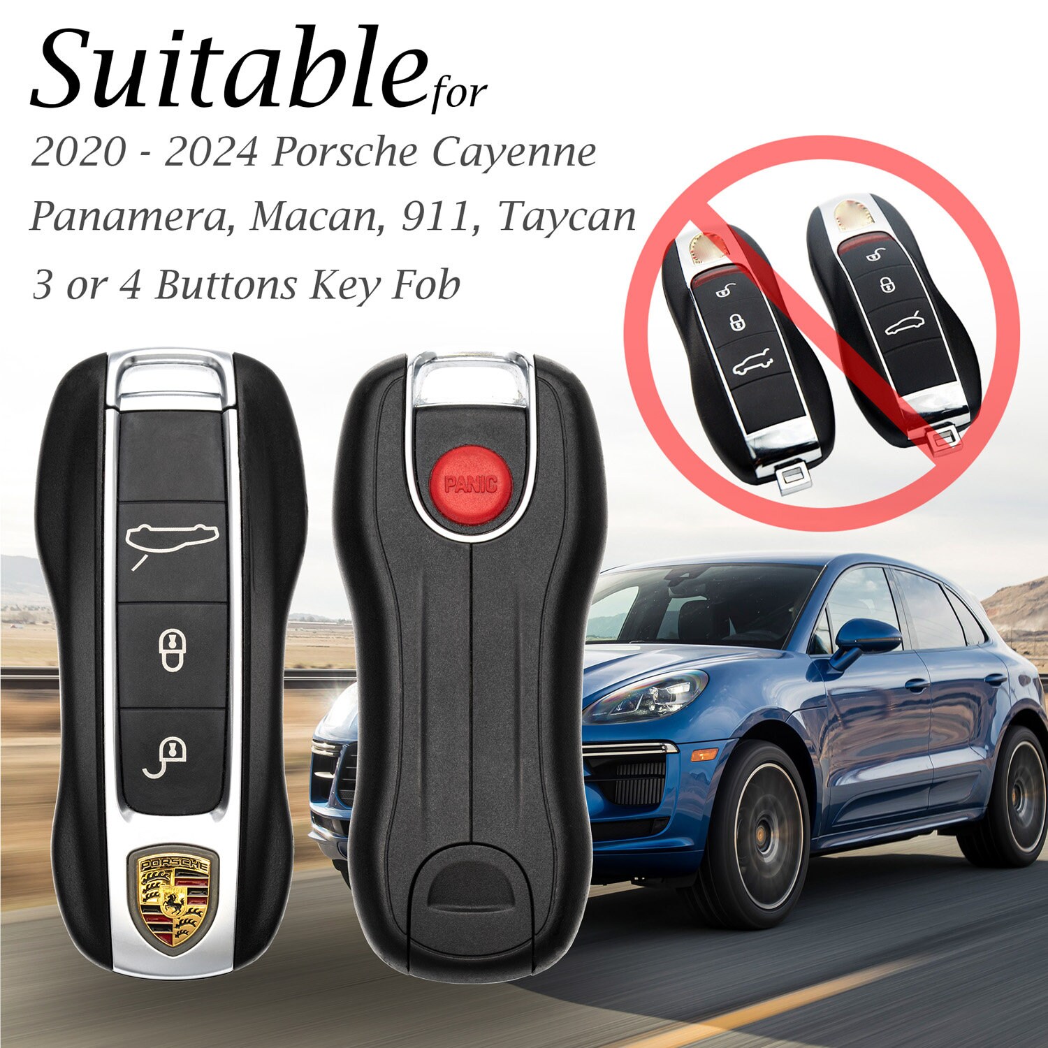 Vitodeco 3 or 4 Button Leather Smart Key Fob Case Cover Protector ...