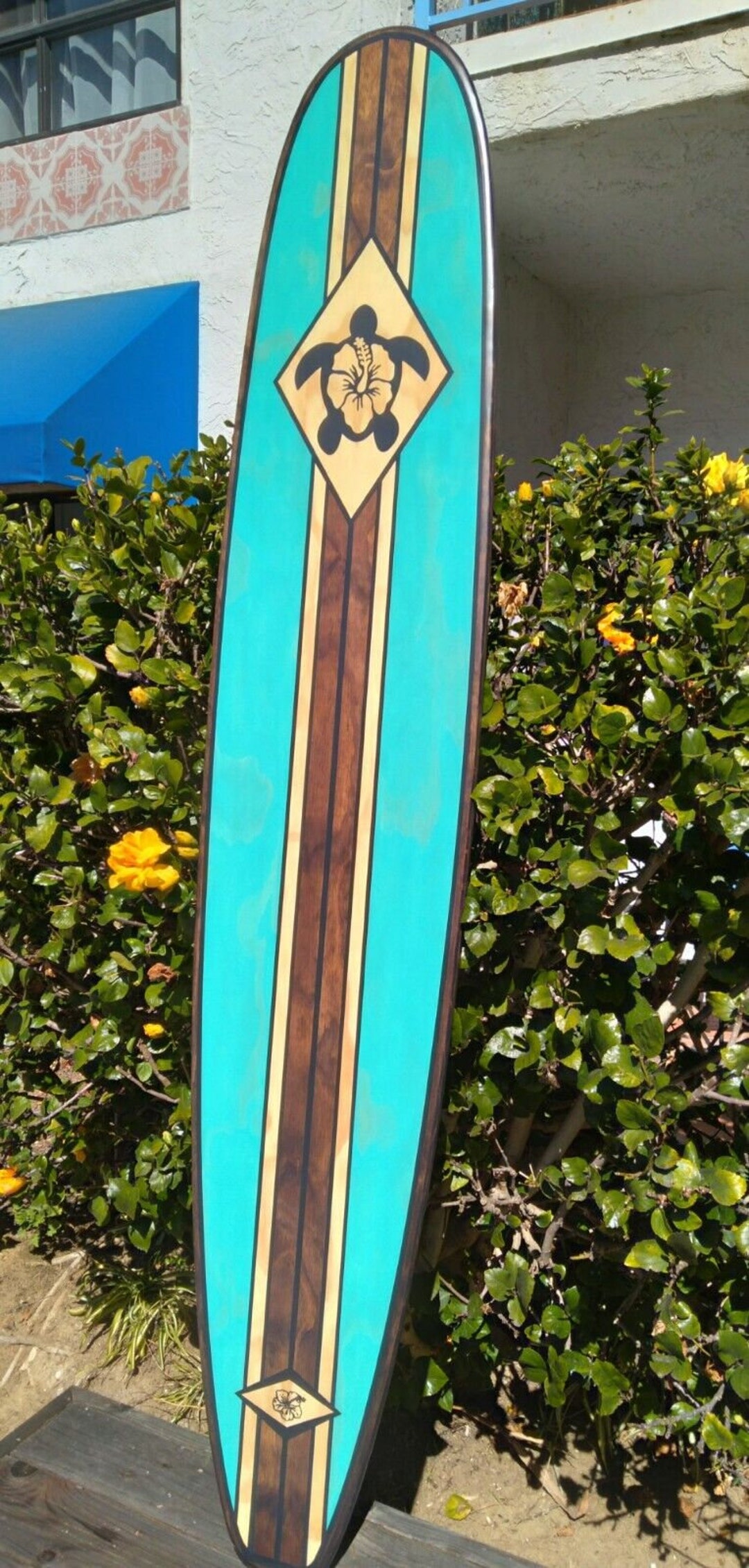 7FT Wood Surfboard Hibiscus Hono Turtle - Etsy