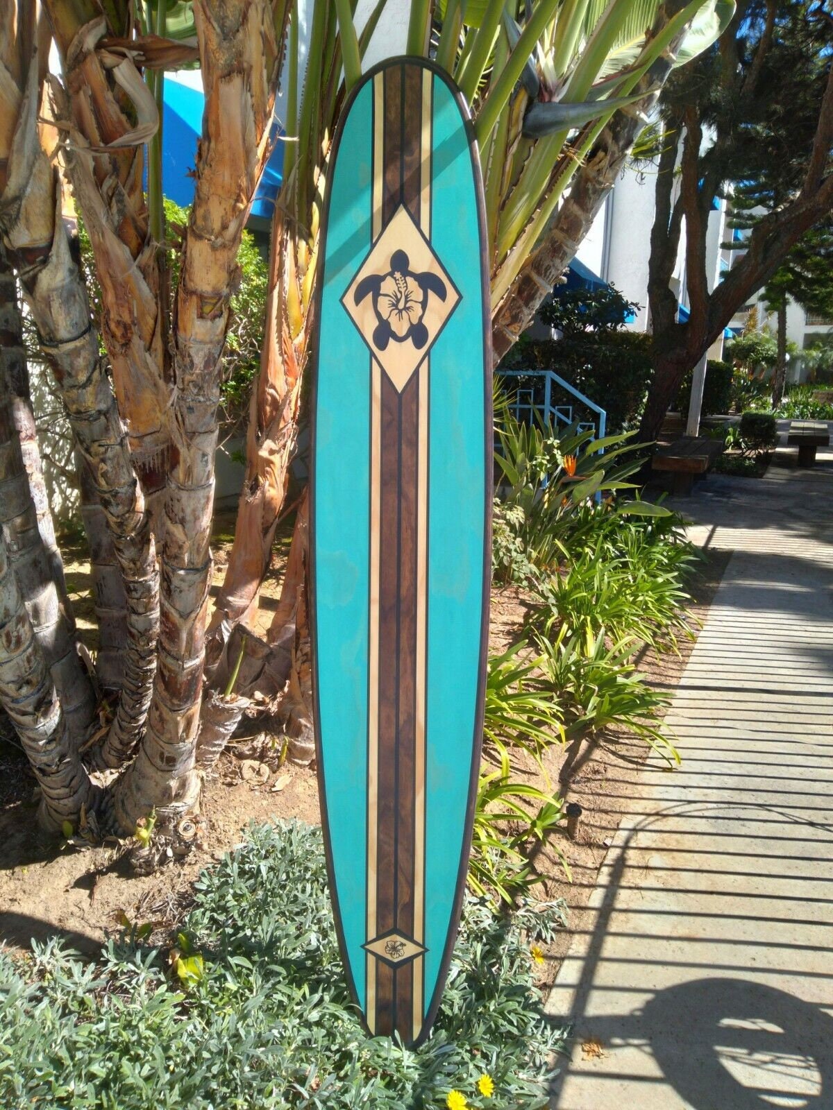 7FT Wood Surfboard Hibiscus Hono Turtle - Etsy