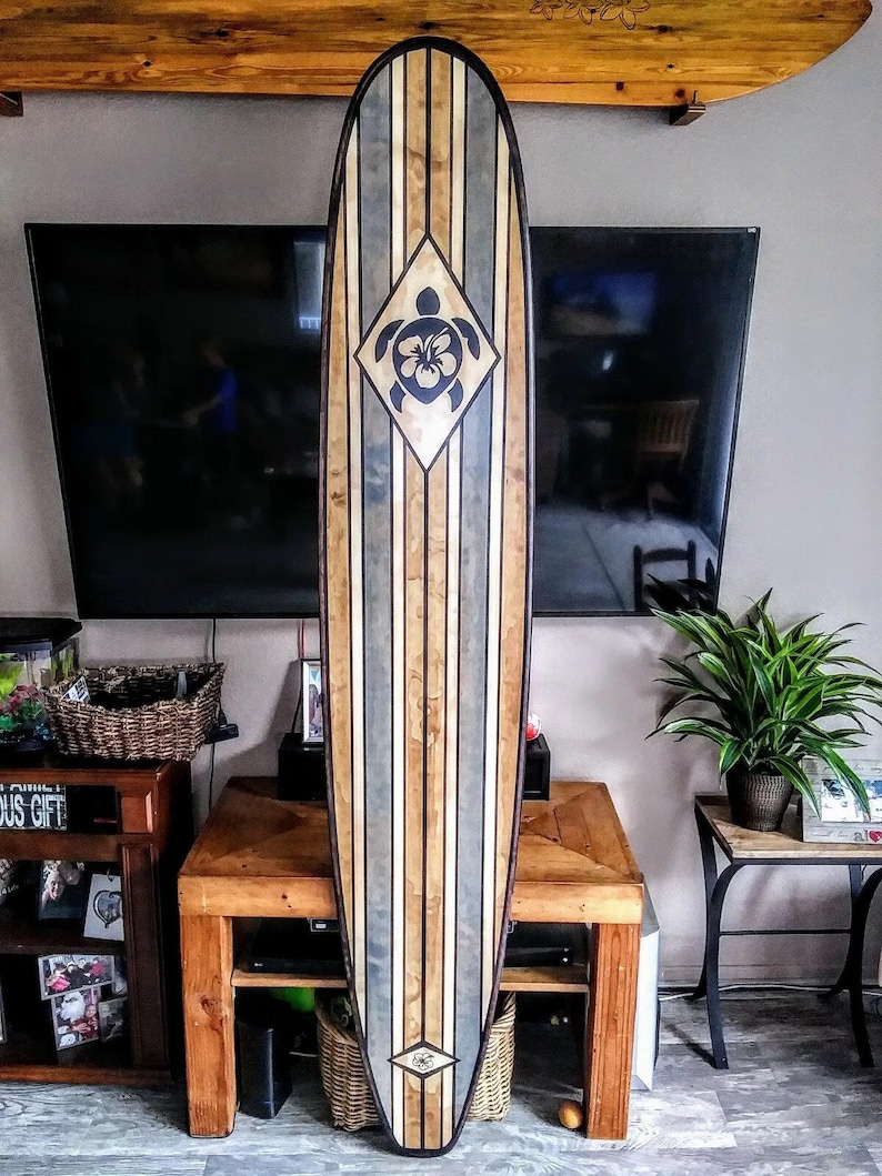 7 Ft Wood Surfboard Barnwood Gray Bar Top Hawaiian Tiki Bar Decor ...