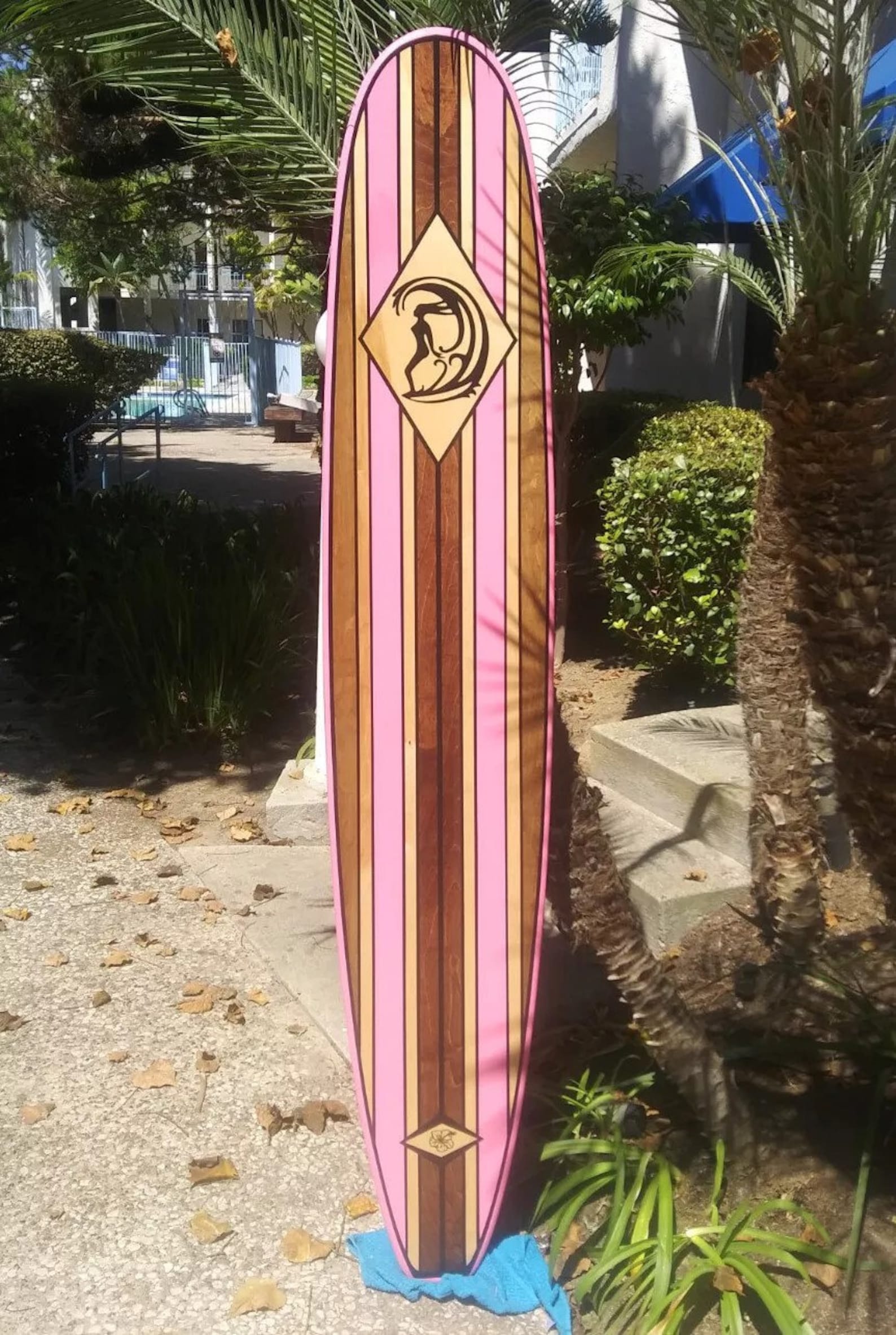 7FT Wood Surfboard PINK Surfer Girl! Wall Art Decor Surfing California ...