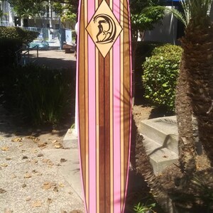 7FT Wood Surfboard PINK Surfer Girl! Wall Art Decor Surfing California ...