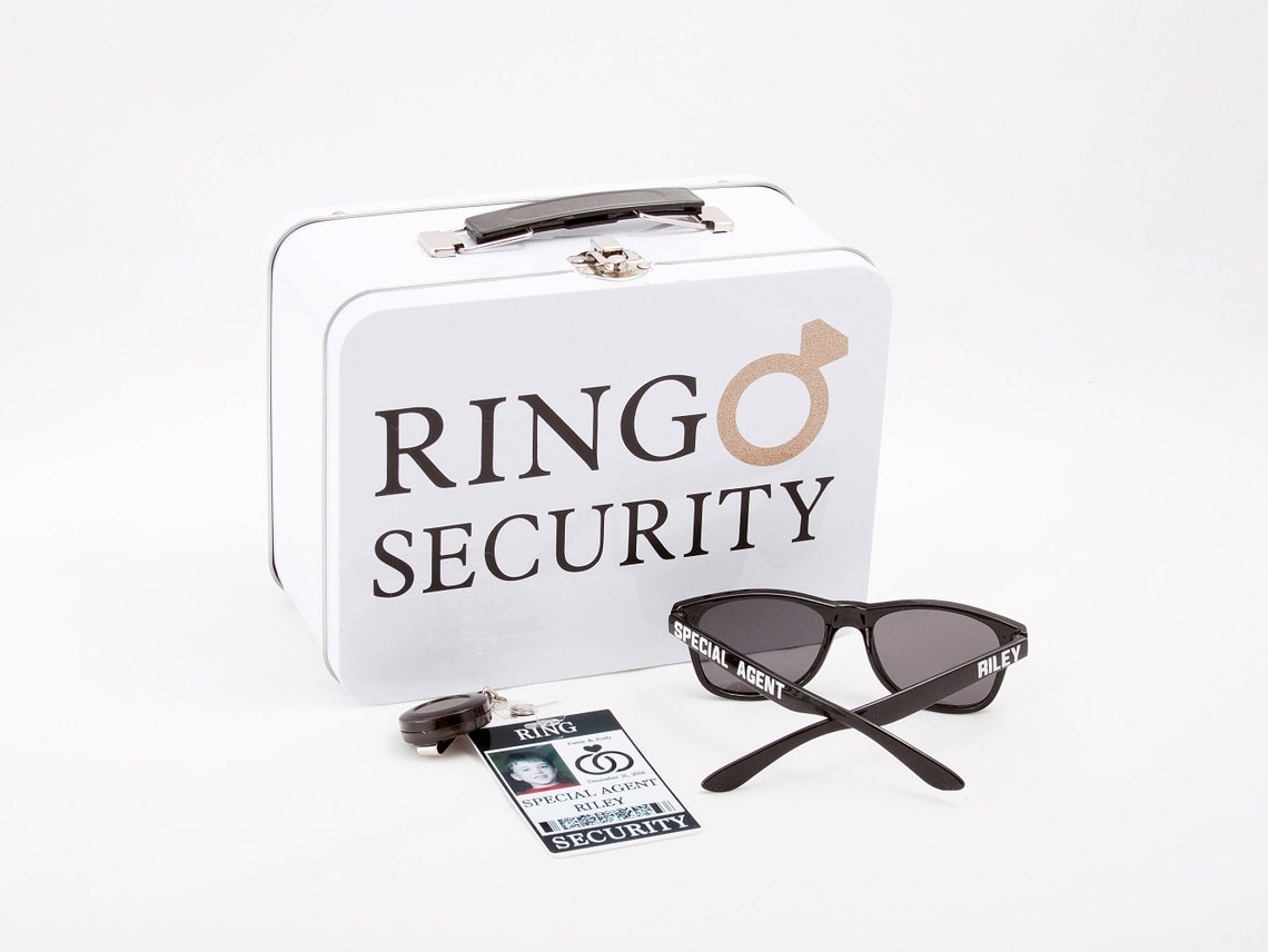 Ring Security Set ID Badge Box With Ring Pillow Sunglasses | Etsy