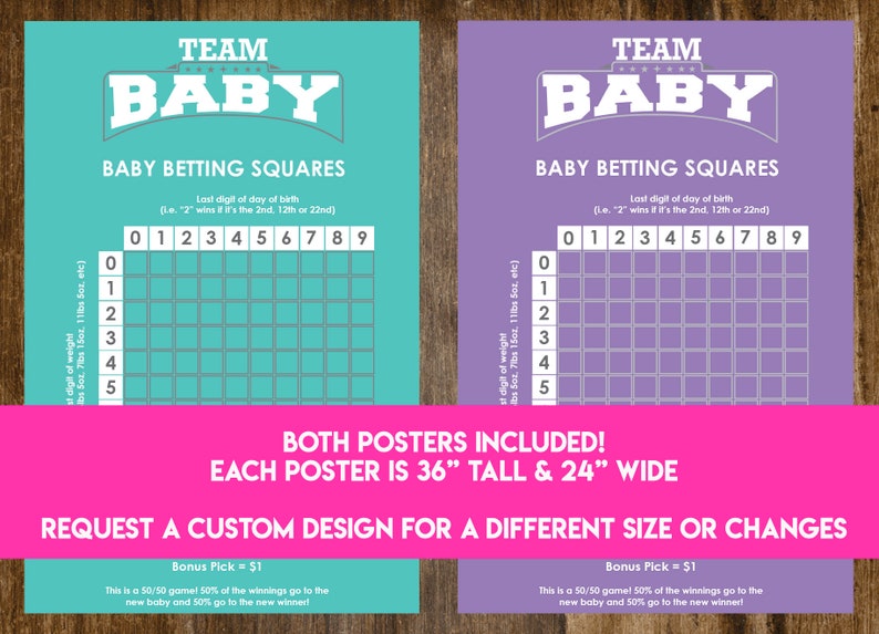 INSTANT DOWNLOAD Baby Betting Squares: Co-ed Baby Shower Game - Etsy