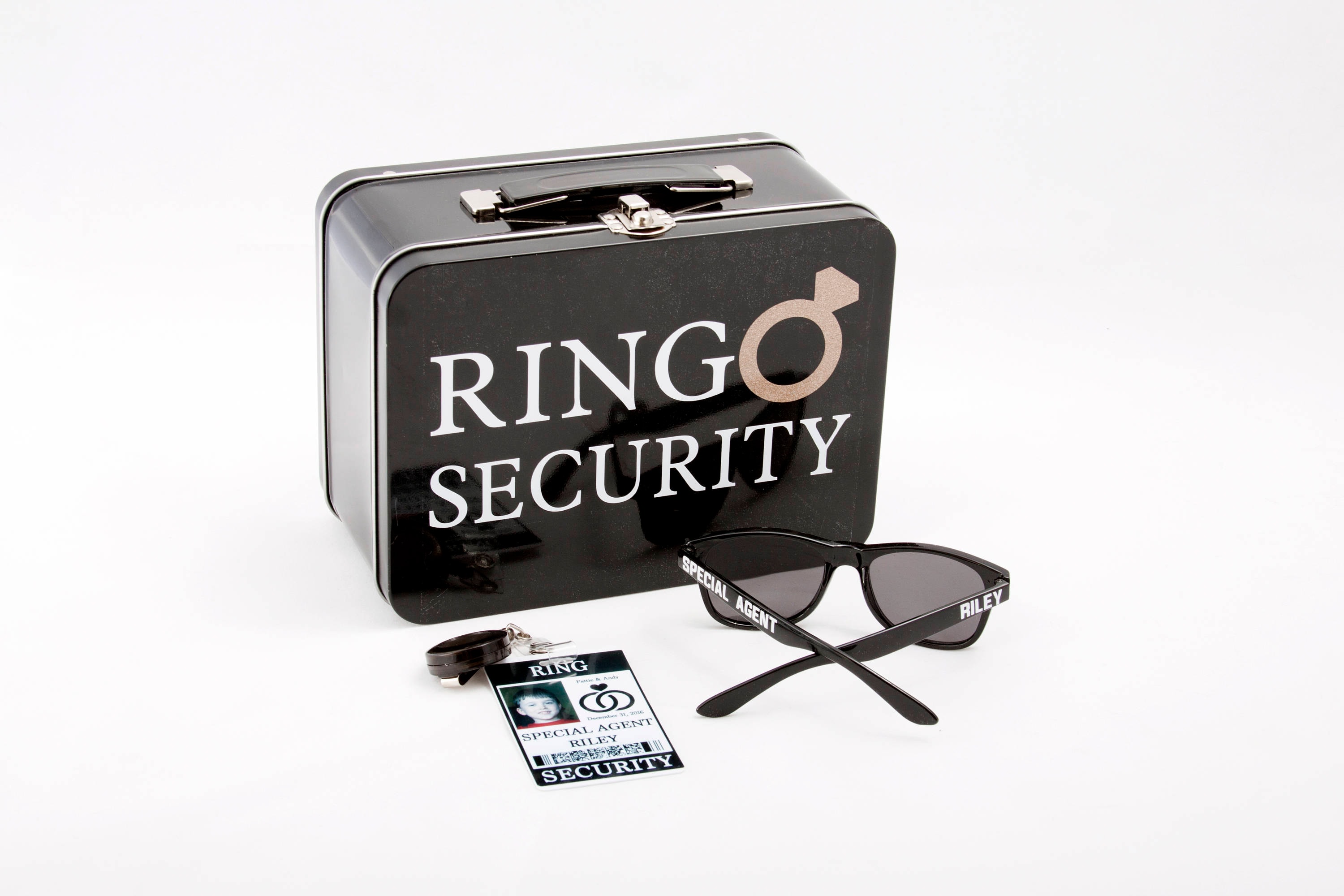 Ring Security Set ID Badge Box With Ring Pillow Sunglasses | Etsy