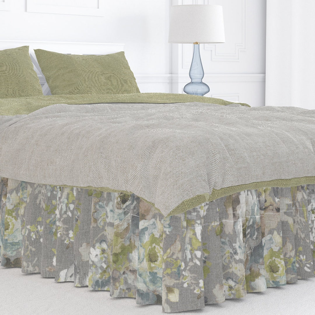 Gathered Bedskirt in Macbeth Heather Gray Floral - Etsy