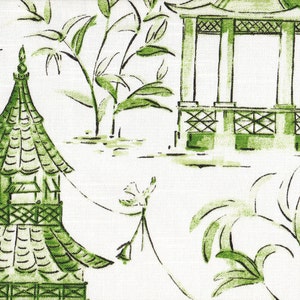 Tab Top Curtain Panels Pagodas Jade Green & Gray Oriental Toile - Etsy