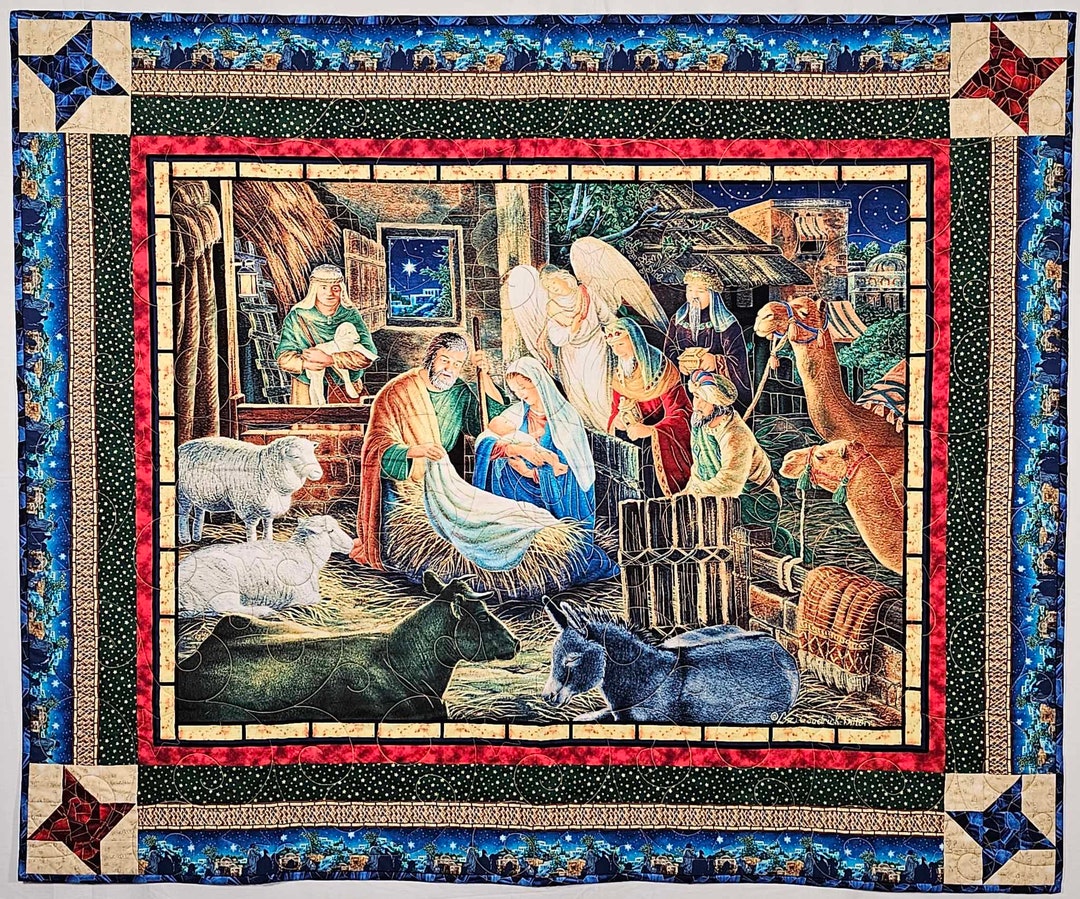 Christmas Nativity Wall Hanging | Quilted Decor | Bethlehem | Starry ...