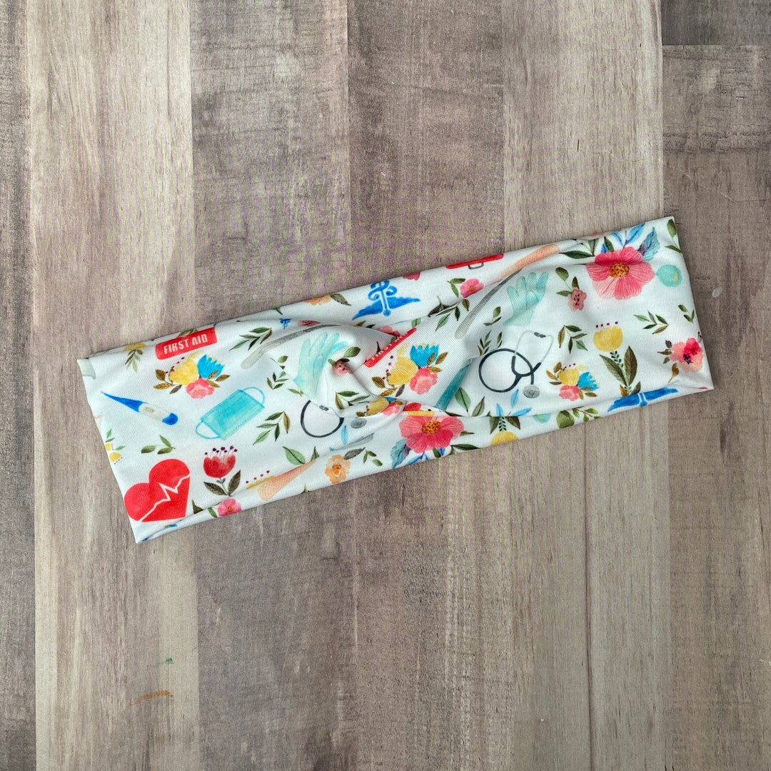 Floral Watercolor Healthcare Worker Turban Headband - Etsy