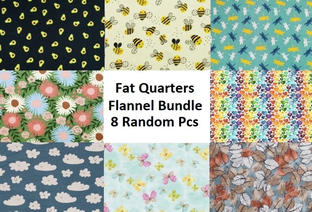 Flannel Fat Quarters Cotton Quilt Fabric Rag Quilt Material scrap ...