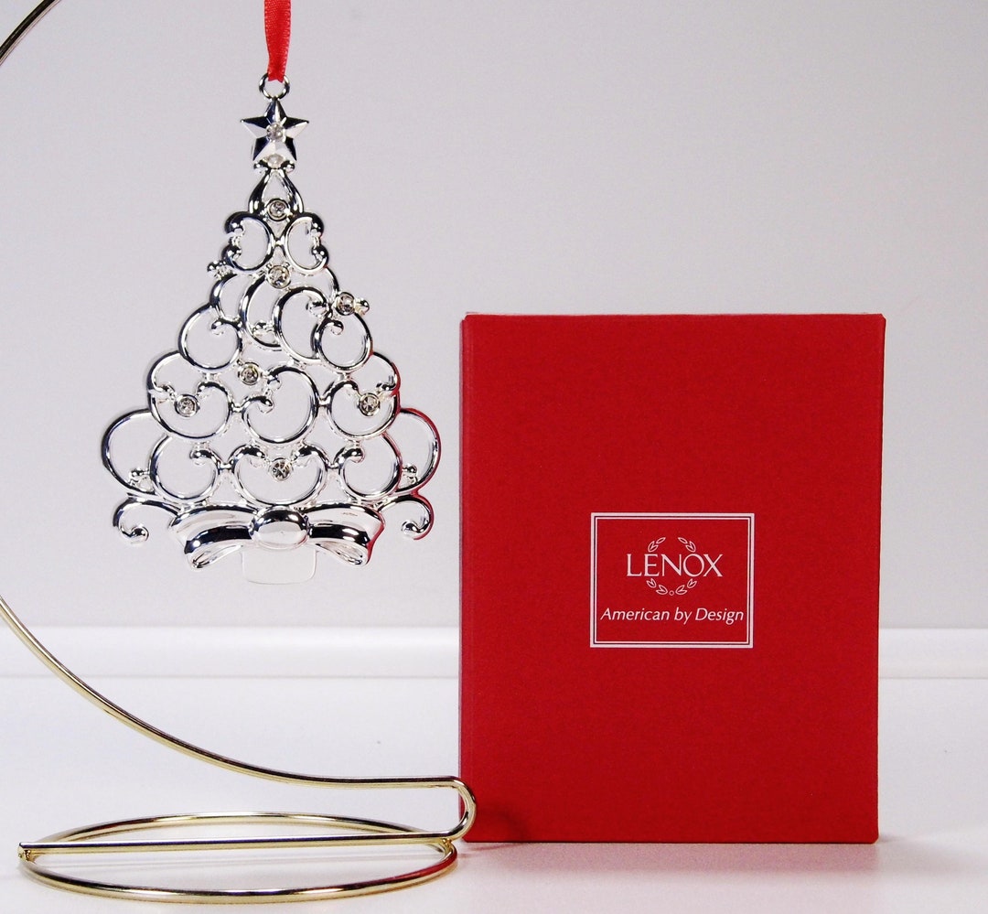 New Lenox sparkle and Scroll Silverplate & Crystal Christmas Tree ...