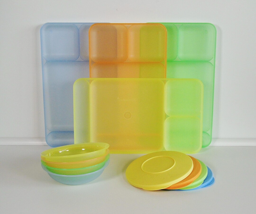 Tupperware Set of 4 Divided Food Trays and Lidded Bowl Set - Etsy