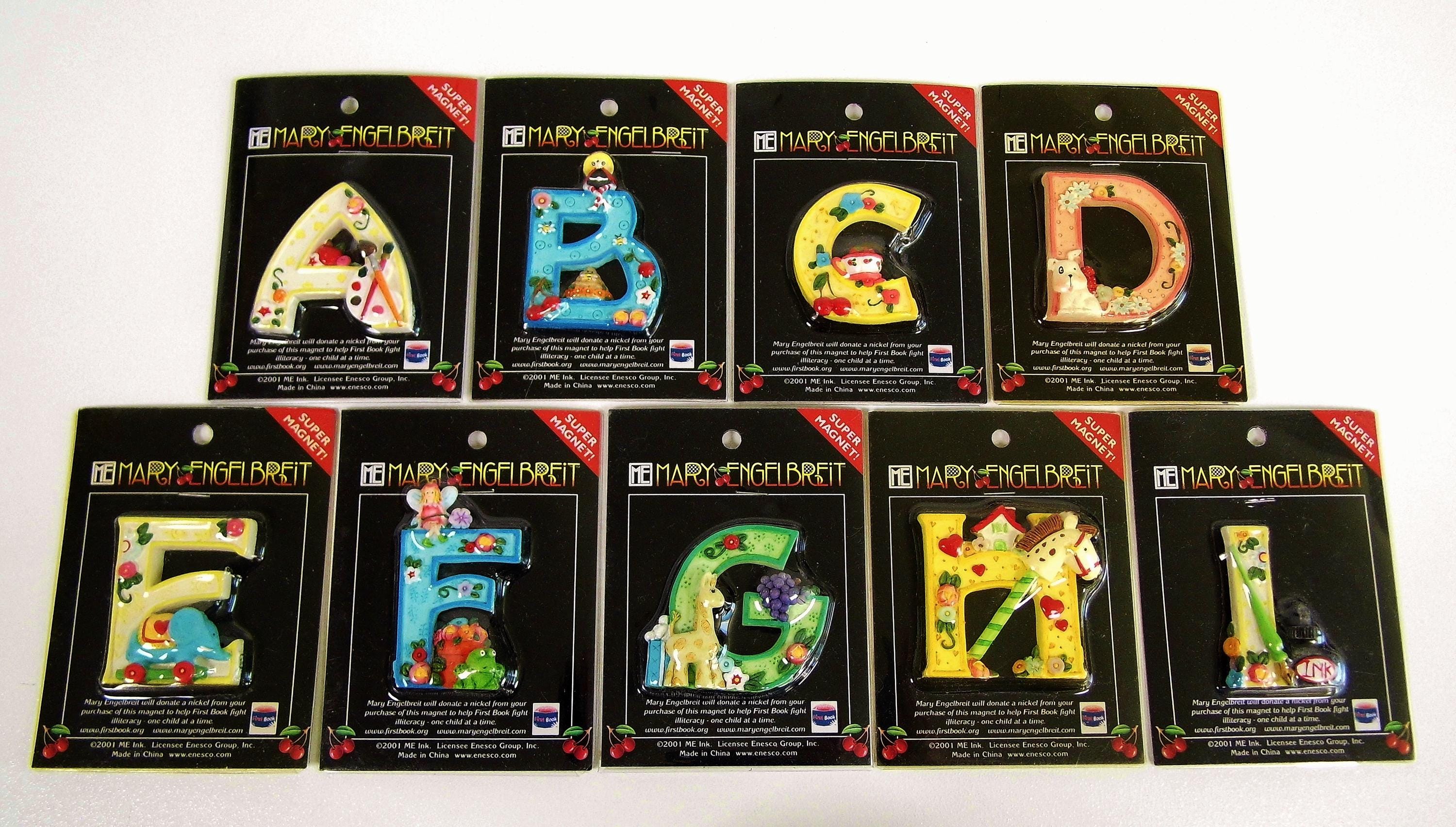 New – Vintage Mary Engelbreit Alphabet Themed (A to I) Super Magnets by ...