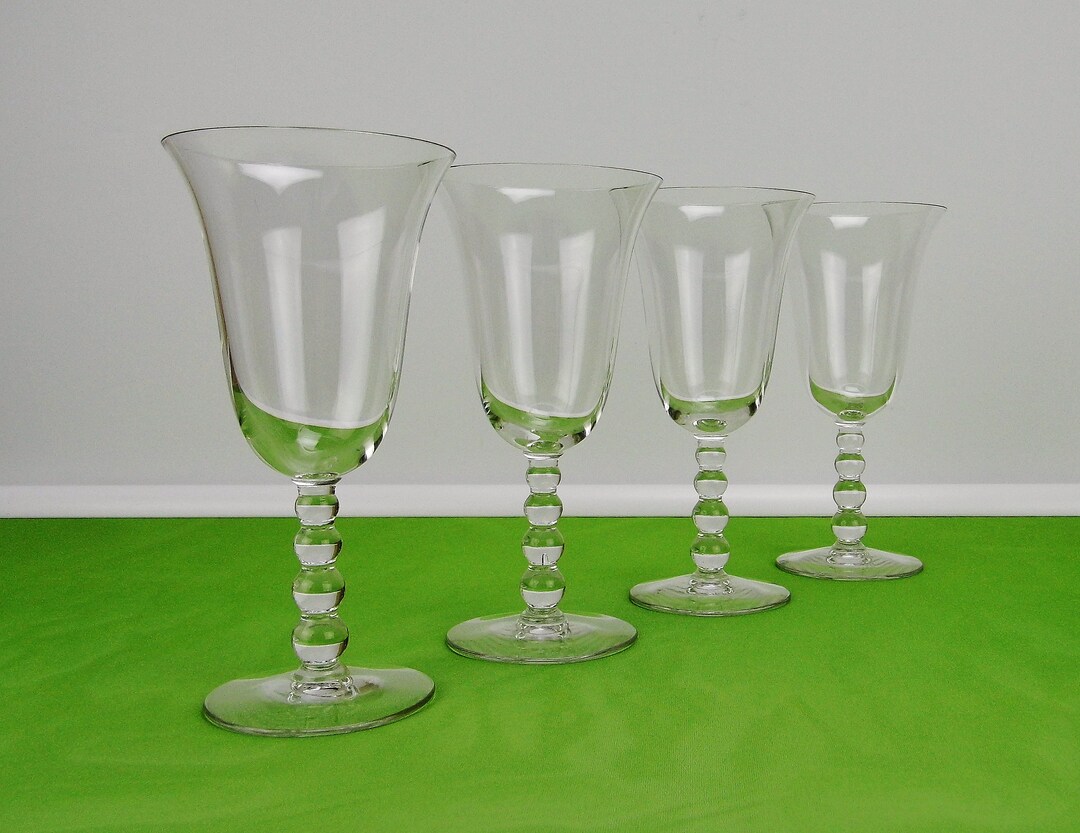 4 Piece CANDLEWICK Mid-century Crystal Bubble Stemmed Wine or Cocktail ...
