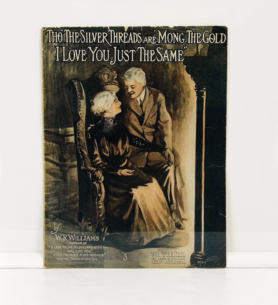 Antique "tho’ the Silver Threads Are 'mong the Gold I Love You Just the Same" Large Format Sheet ...