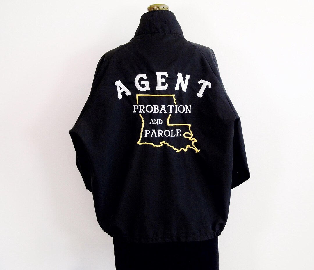 Vintage Louisiana Probation Agent Jacket: Embroidered Cotton Zip Front ...