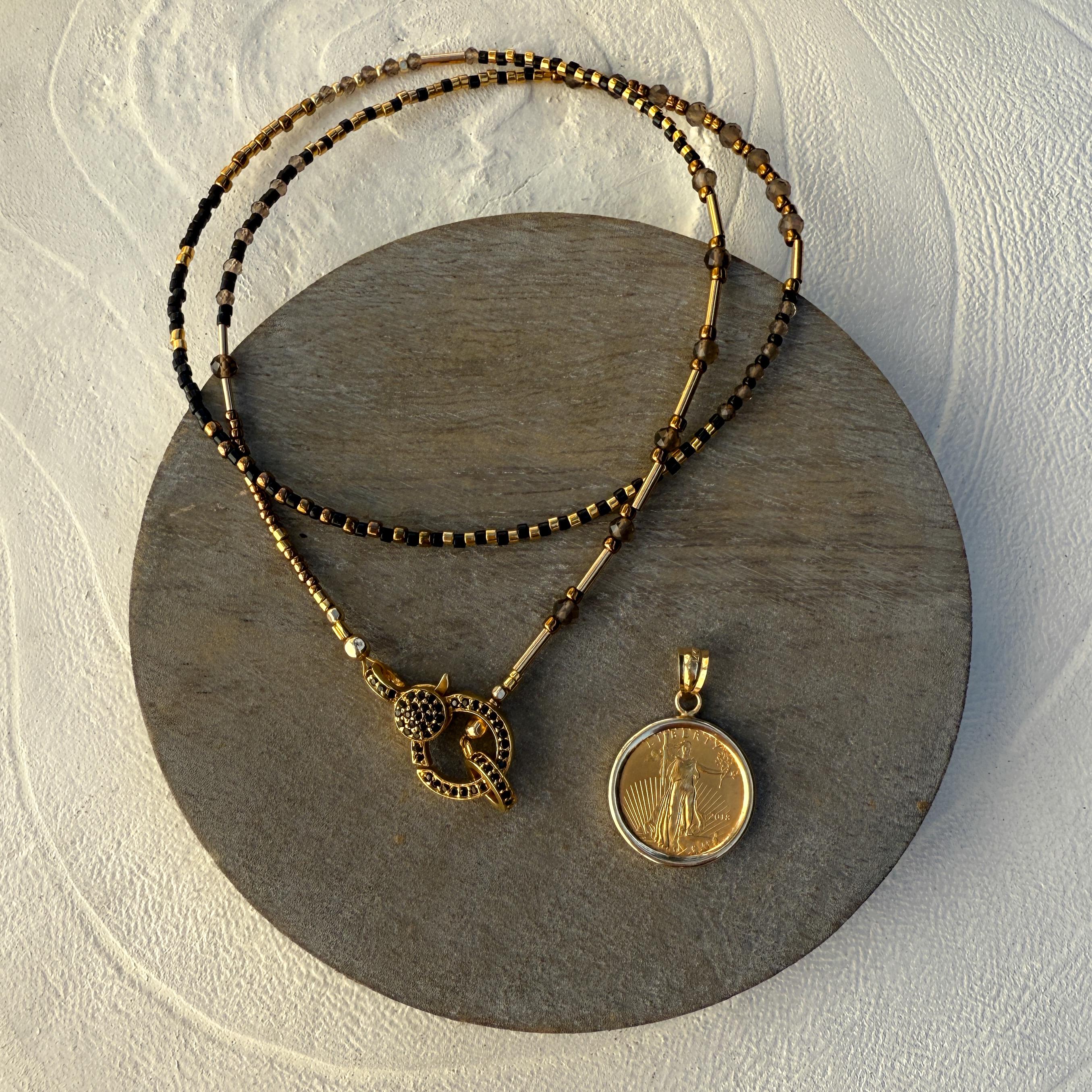 Liberty & Logos Gold Coin Necklace With Vermeil Hinge Clasp | 1/10 Oz ...