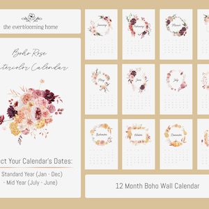 Boho Aesthetic Calendar for Wall, Boho Calendar 2025 2026, Elegant ...