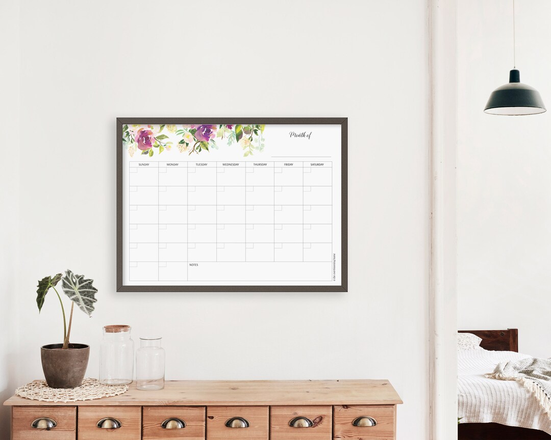 Dry Erase Framed Calendar Command Center | 24x18 Wall Calendar Picture ...