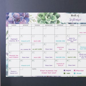 Boho Dry Erase Monthly, Perpetual Calendar, Dry Erase Planner ...