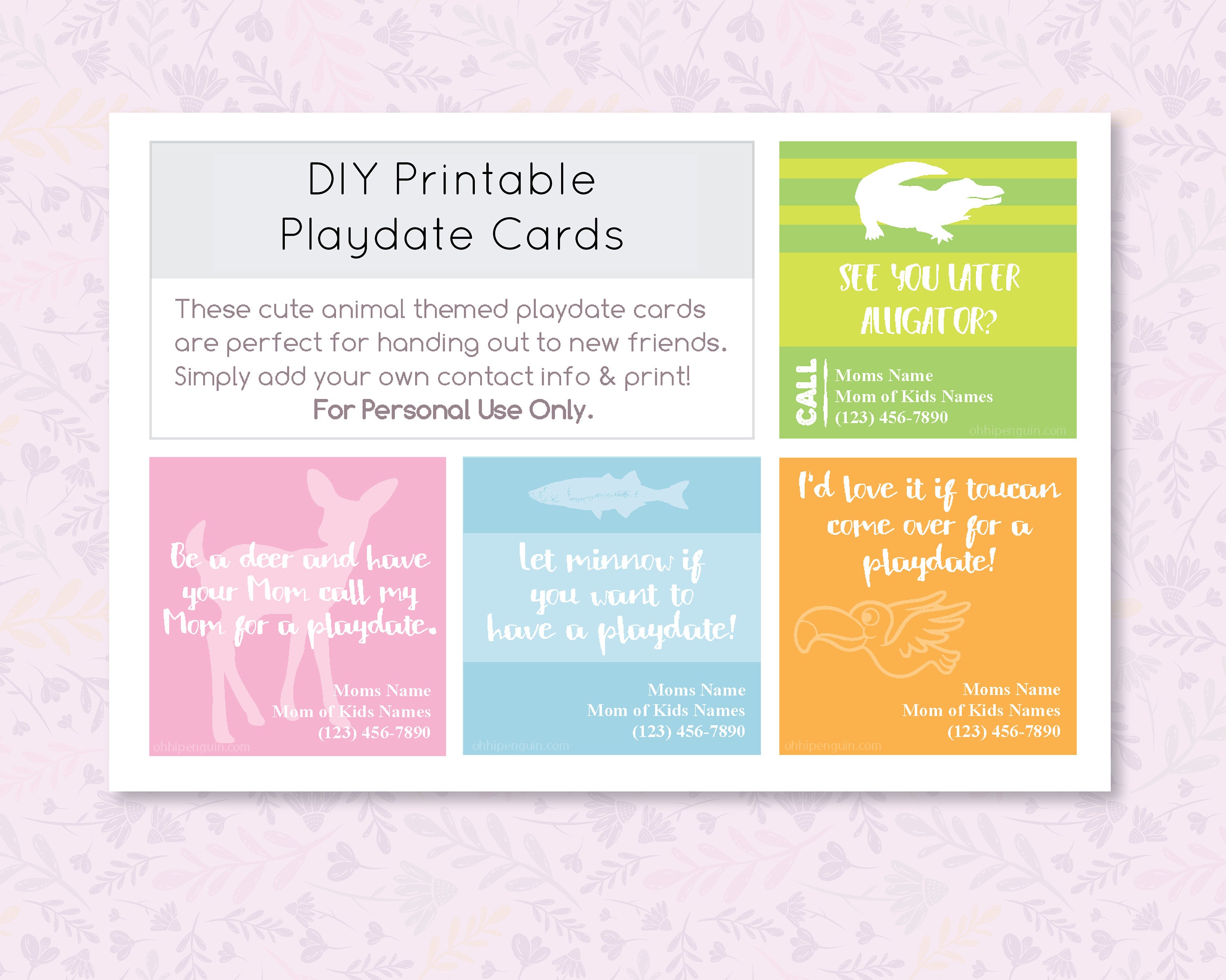 Summer Playdate Card Business Card Mom Play Date Card - Etsy