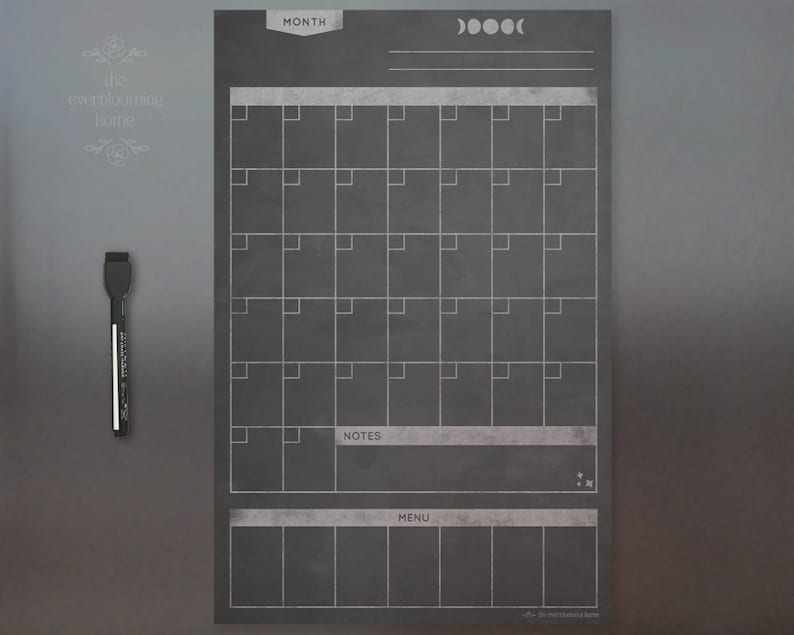 Chalk Board Magnetic Calendar for Your Kitchen Vertical Dry | Etsy