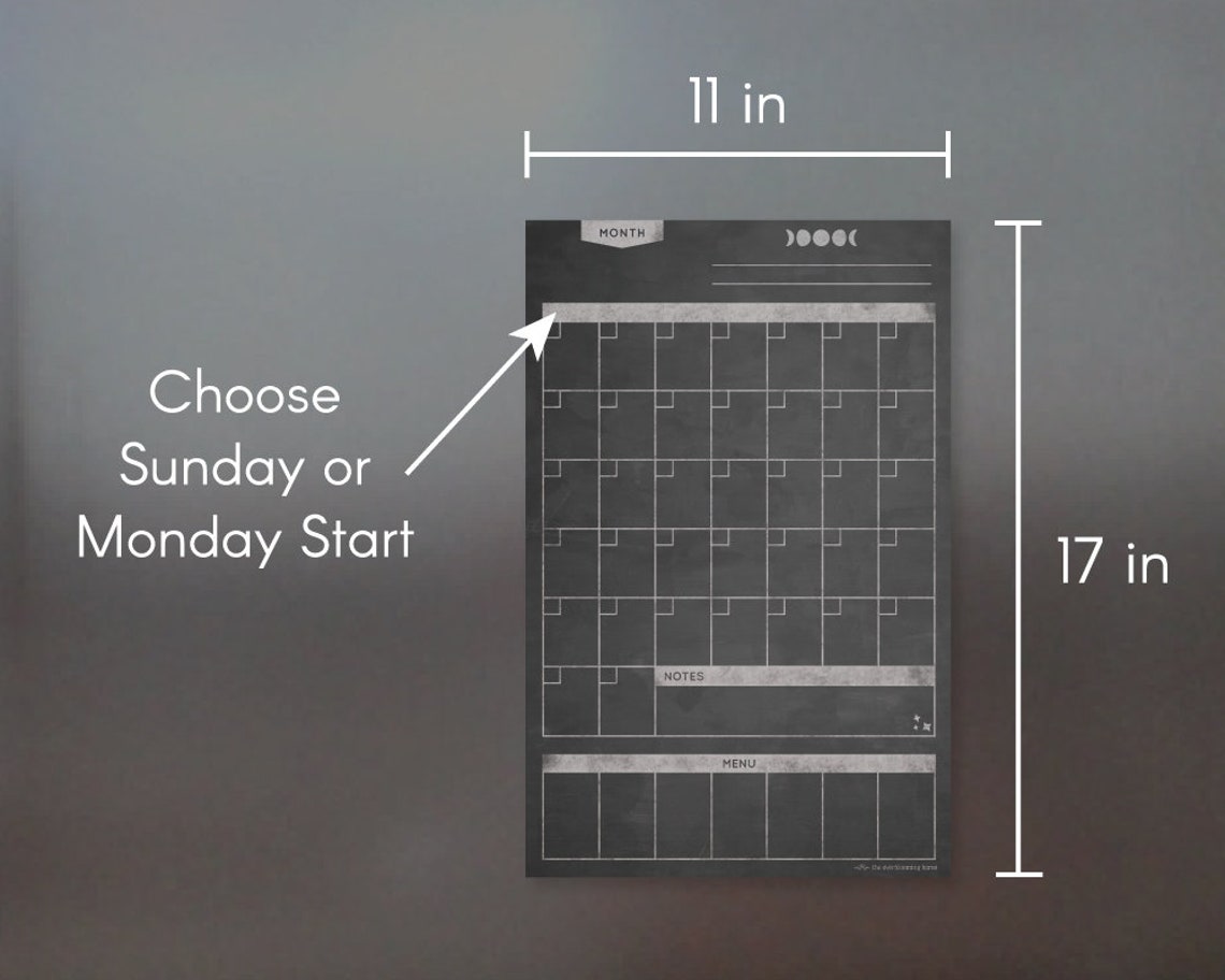 Chalk Board Magnetic Calendar for Your Kitchen Vertical Dry | Etsy