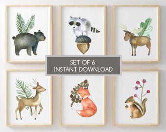 Watercolor Woodland Nursery Print Set Woodlands Art Set Fox - Etsy ...
