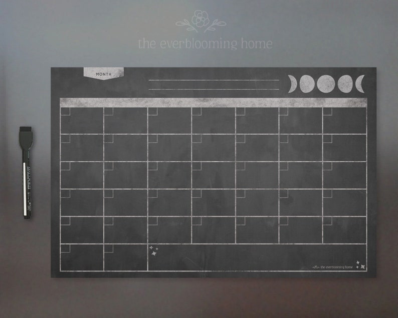 Magnetic Chalkboard Moon Calendar | Dry Erase Perpetual Moon Calendar ...