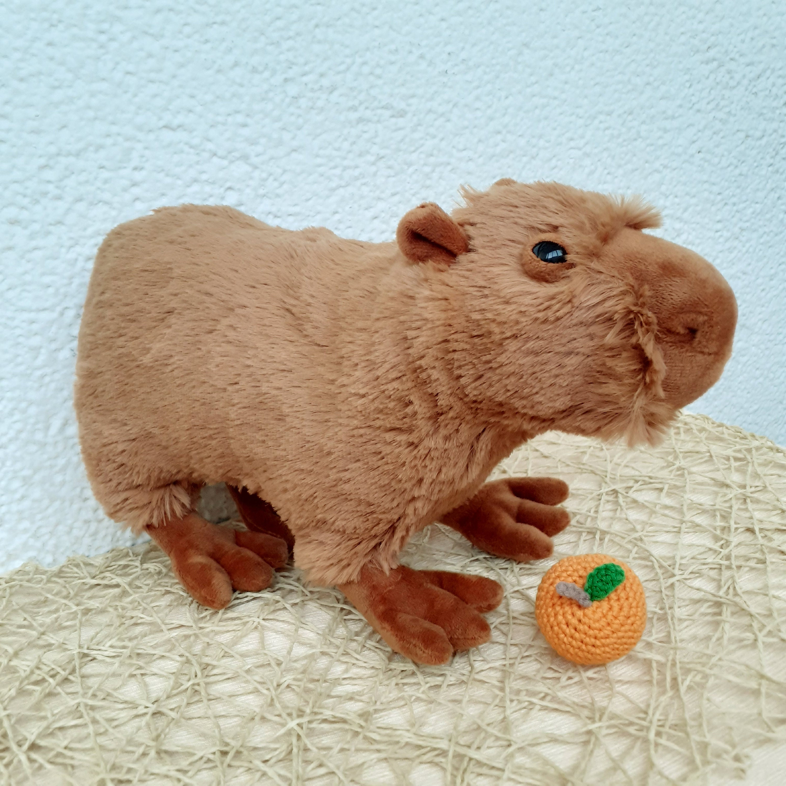 Capybara Plush Soft Toy With Orange Realistic Capybara Soft - Etsy