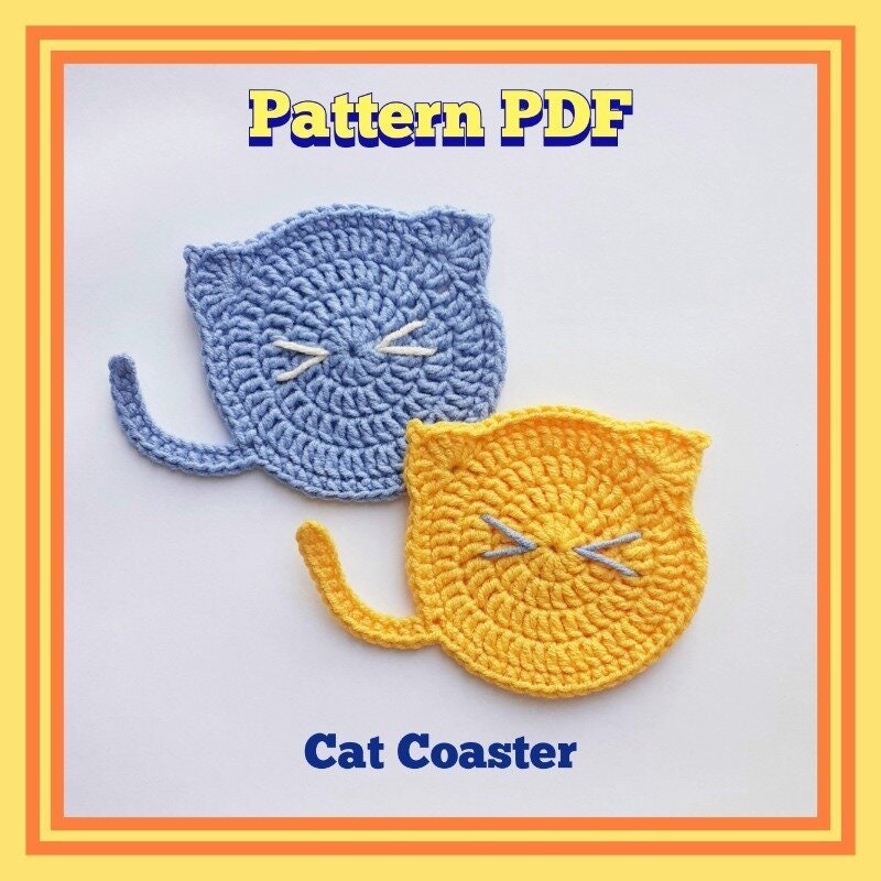 Cat Coaster Crochet Pattern Pdf Cat Placemat Cat Applique - Etsy