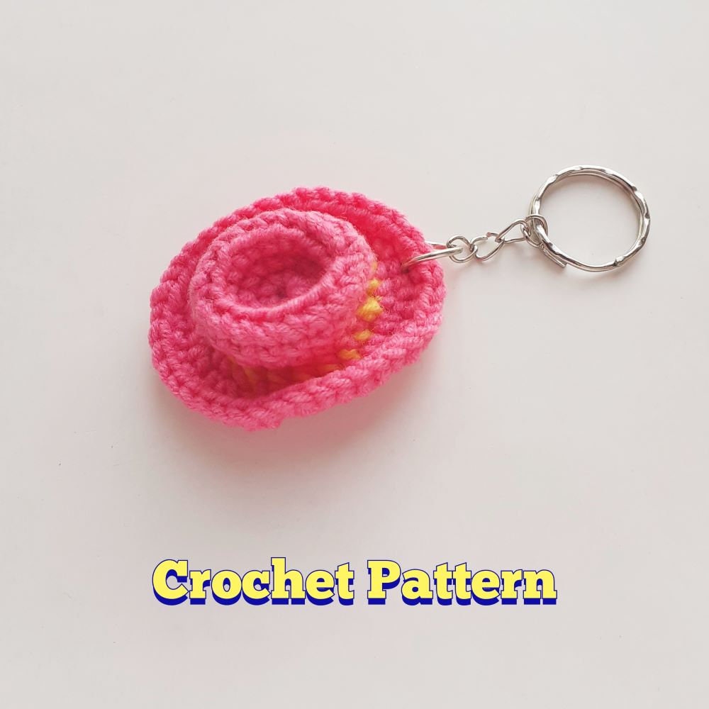 Cowgirl Hat Keychain Crochet Pattern Pdf, Cowboy Hat Mini Crochetn ...