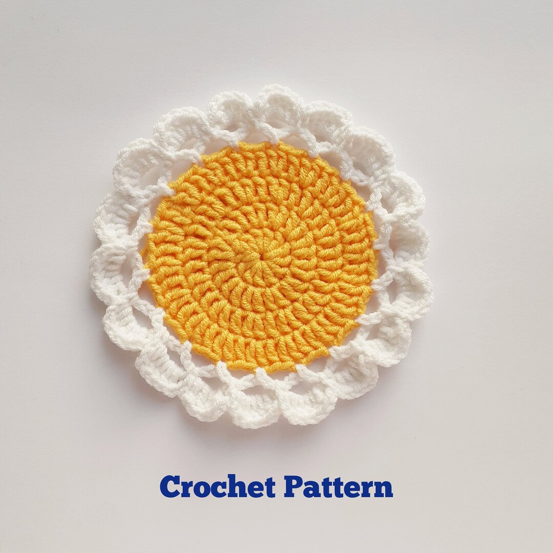 Daisy Coaster Crochet Pattern Pdf, Scalloped Coaster Crochet, Easter ...