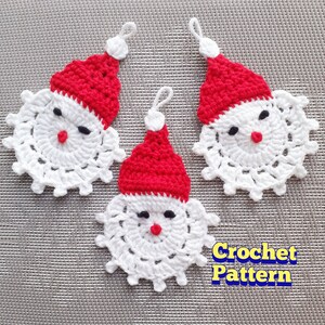 Santa Claus Garland Crochet Pattern, Santa Crochet Aplique Christmas ...