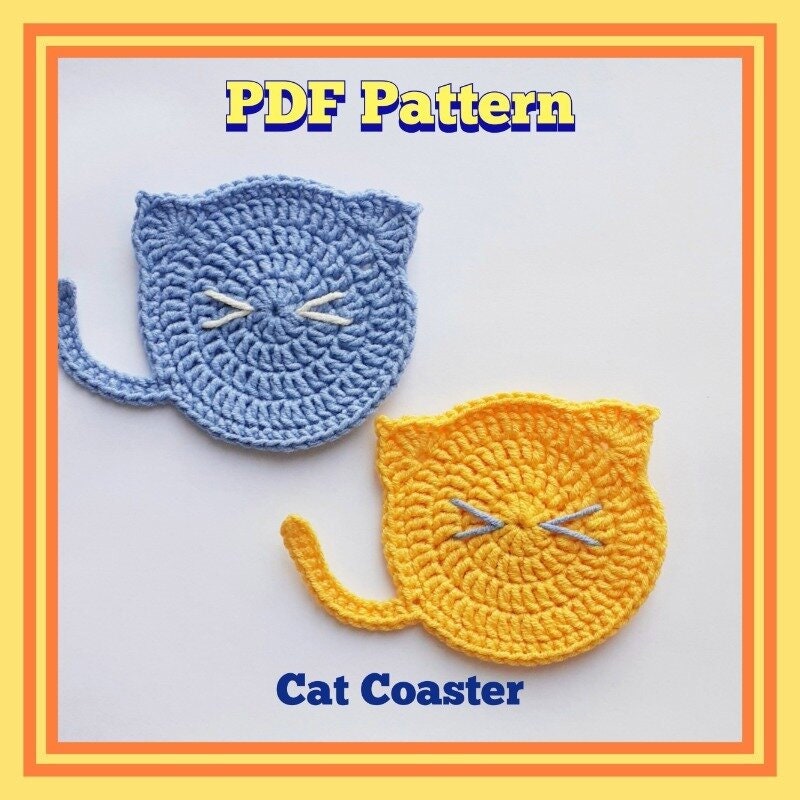 Cat Coaster Crochet Pattern Pdf Cat Placemat Cat Applique - Etsy