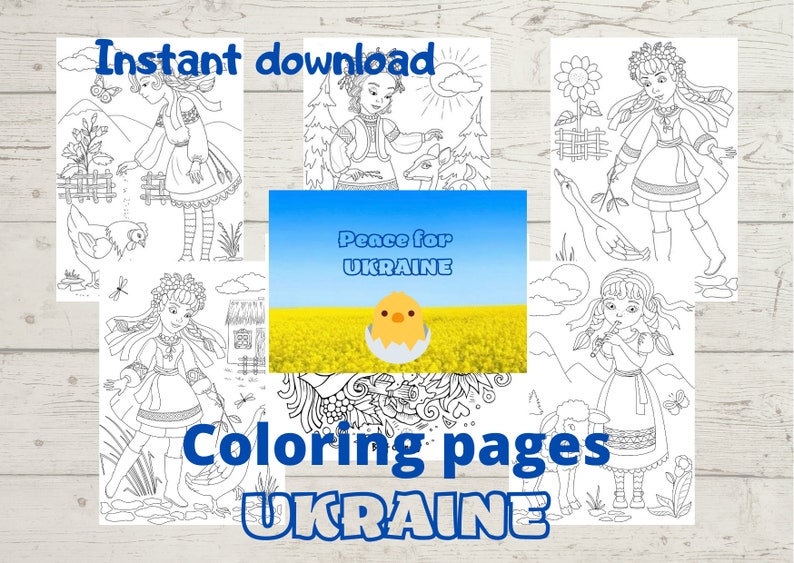 Coloring Pages Ukrainian Girls Printable Activity for Kids - Etsy