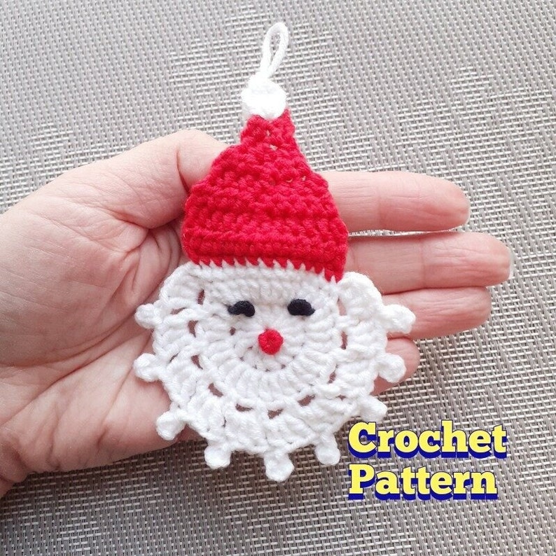 Santa Claus Garland Crochet Pattern, Santa Crochet Aplique Christmas ...