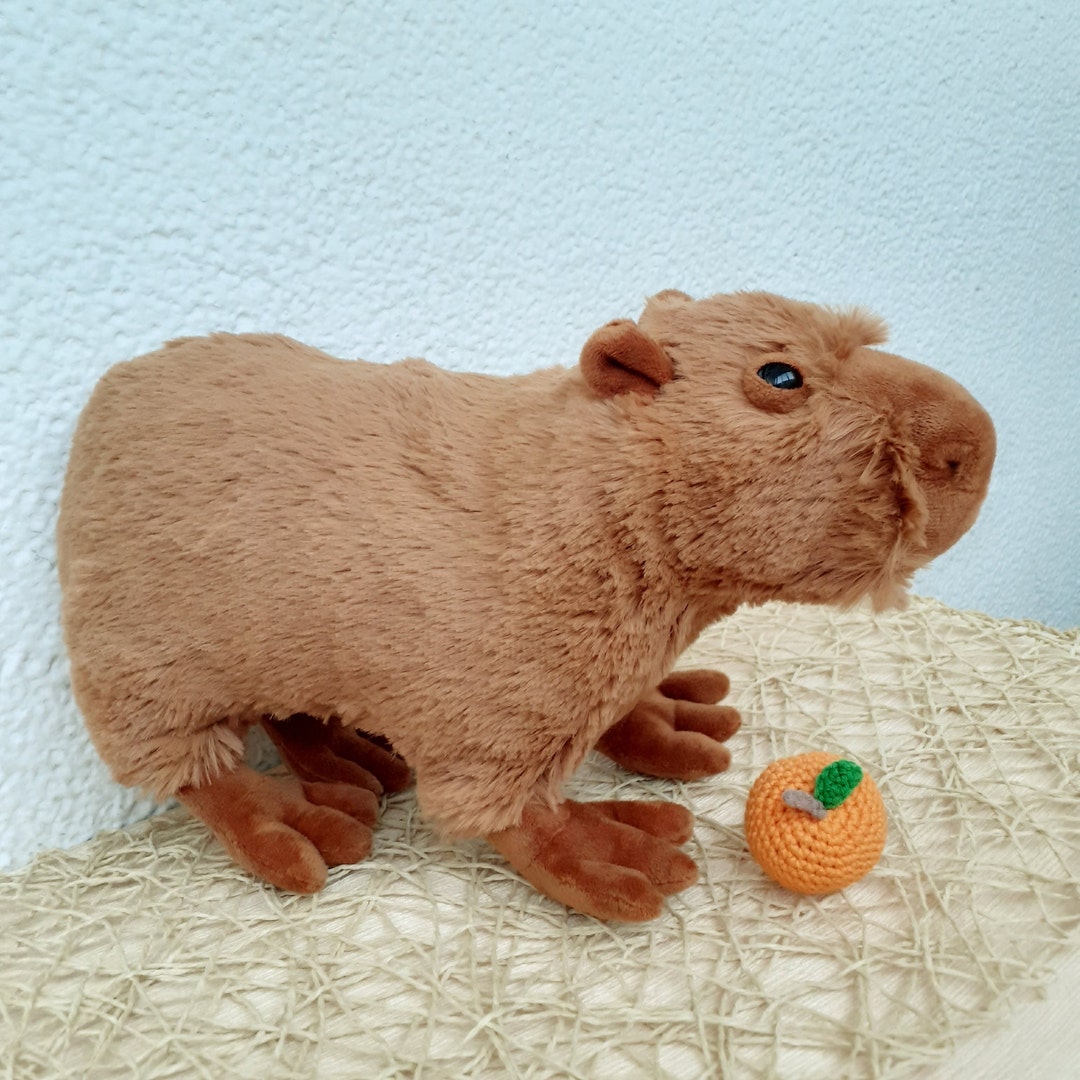 Capybara Plush Soft Toy With Orange Realistic Capybara Soft - Etsy