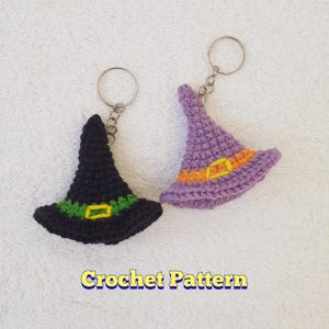 Witch Hat Keychain Crochet Pattern Pdf, Halloween Hat Mini Crochet ...