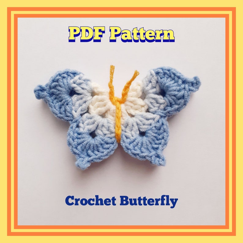 Butterfly Crochet Pattern Pdf Digital File Download Blue and - Etsy