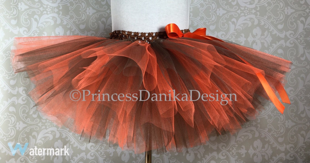 Orange and Brown Tulle Tutu Skirt, Sports Team Tutu, Fall Tutu ...