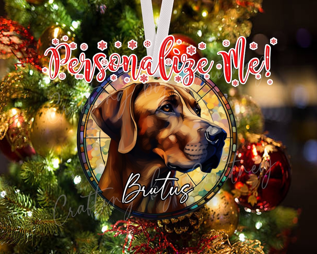 Personalized Dog Ornament: Stained Glass Art Ceramic, Rhodesian ...