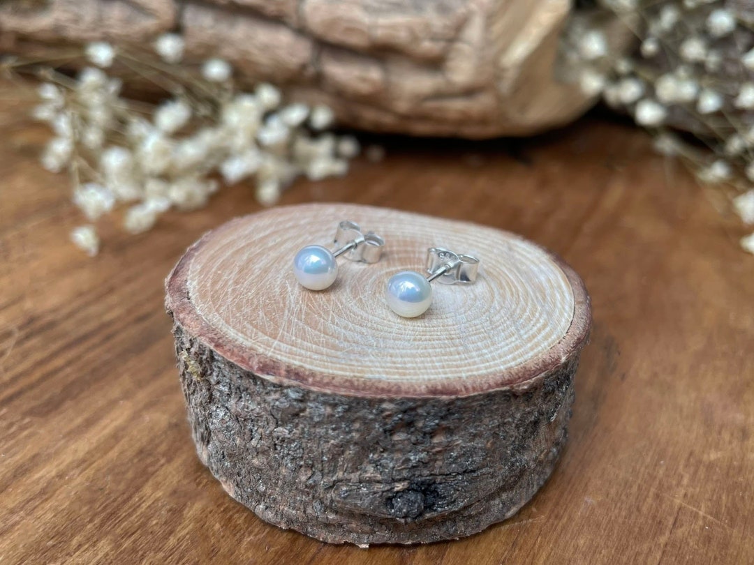 White Pixie Pearl Stud Earrings, Real Pearl Earrings, Cream Pearls, Freshwater Cultured Pearls ...