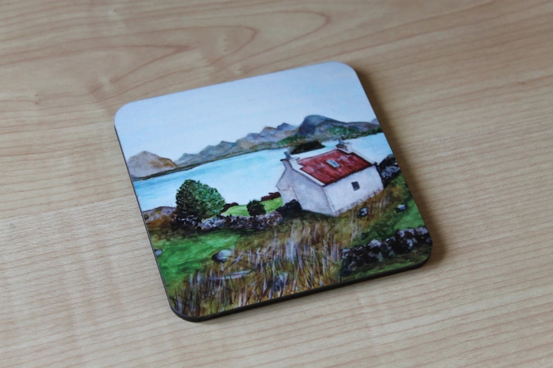 Individual Scottish Cottage Drinks Coaster Scottish Scene Coaster ...