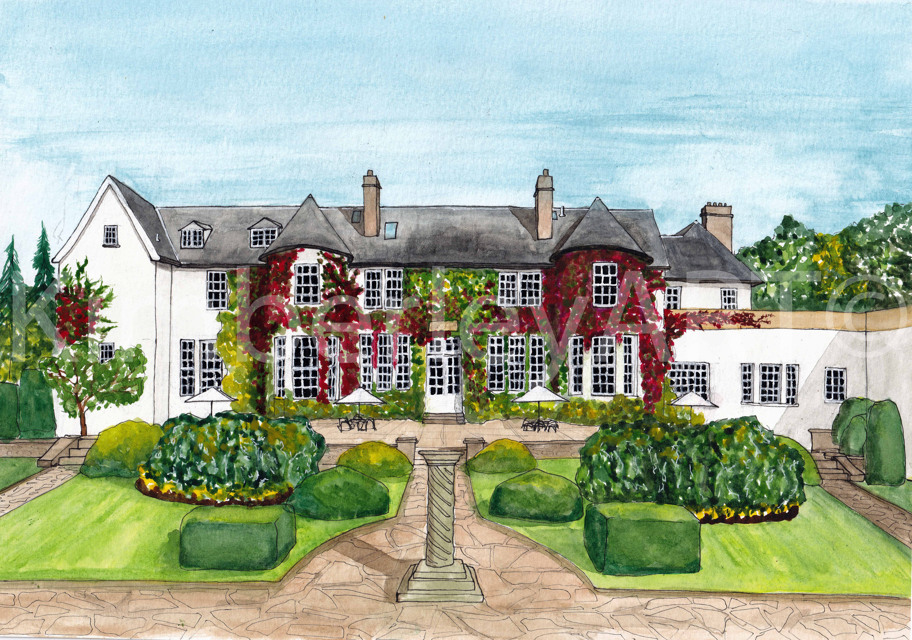 Rufflets Hotel St Andrews Aquarelle dillustrations darchitecture ...