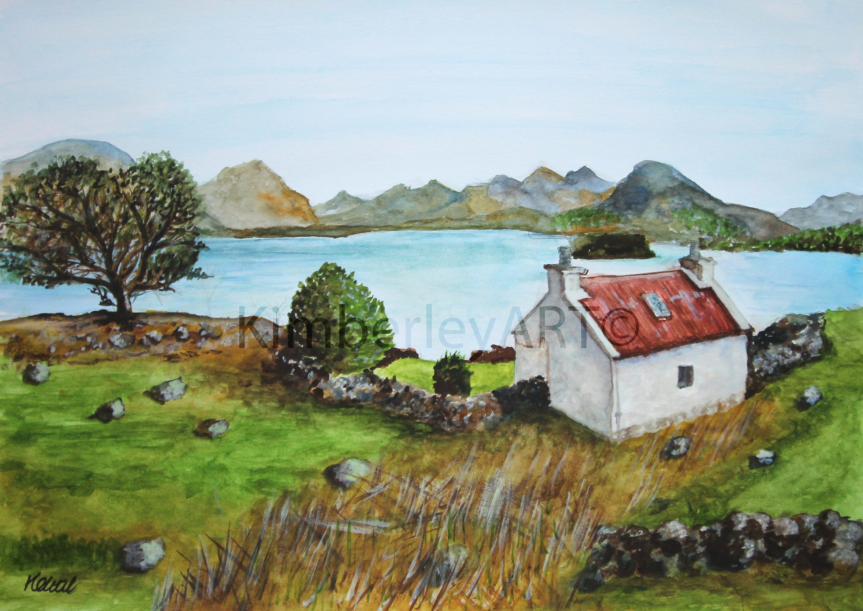 Scottish Cottage Art Print Scenic Landscape Art Print Scottish Scene ...