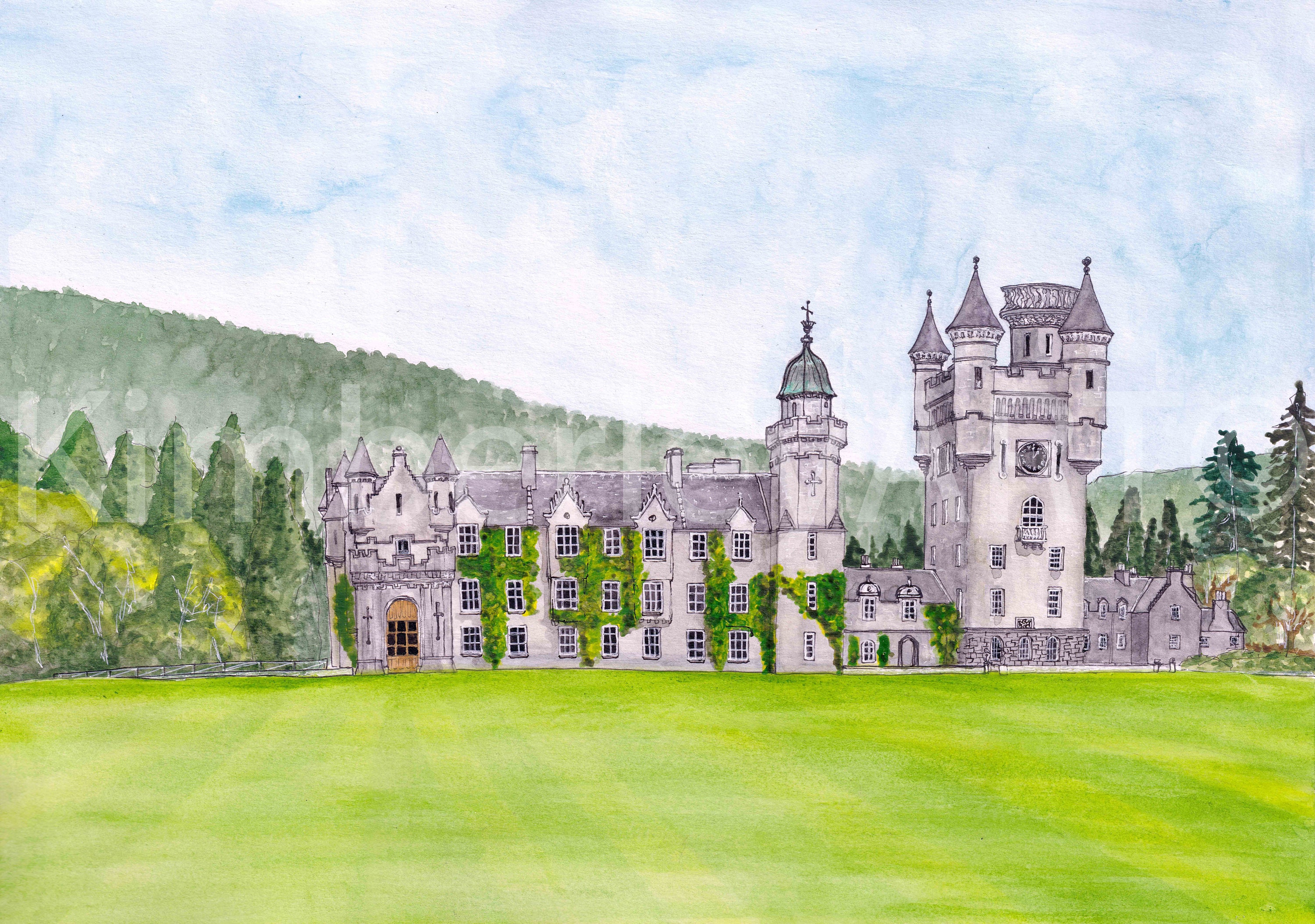 Balmoral Castle Watercolour Print | Scottish Architecture Artwork ...