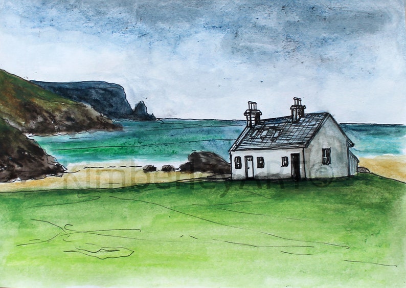 Scottish Cottage Watercolour Print | Kearvaig Bothy, Cape Wrath - Etsy UK